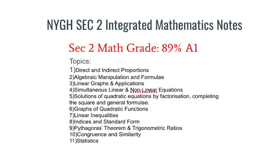 NYGH Sec 2 Integrated Mathematics Notes, Hobbies & Toys, Books ...