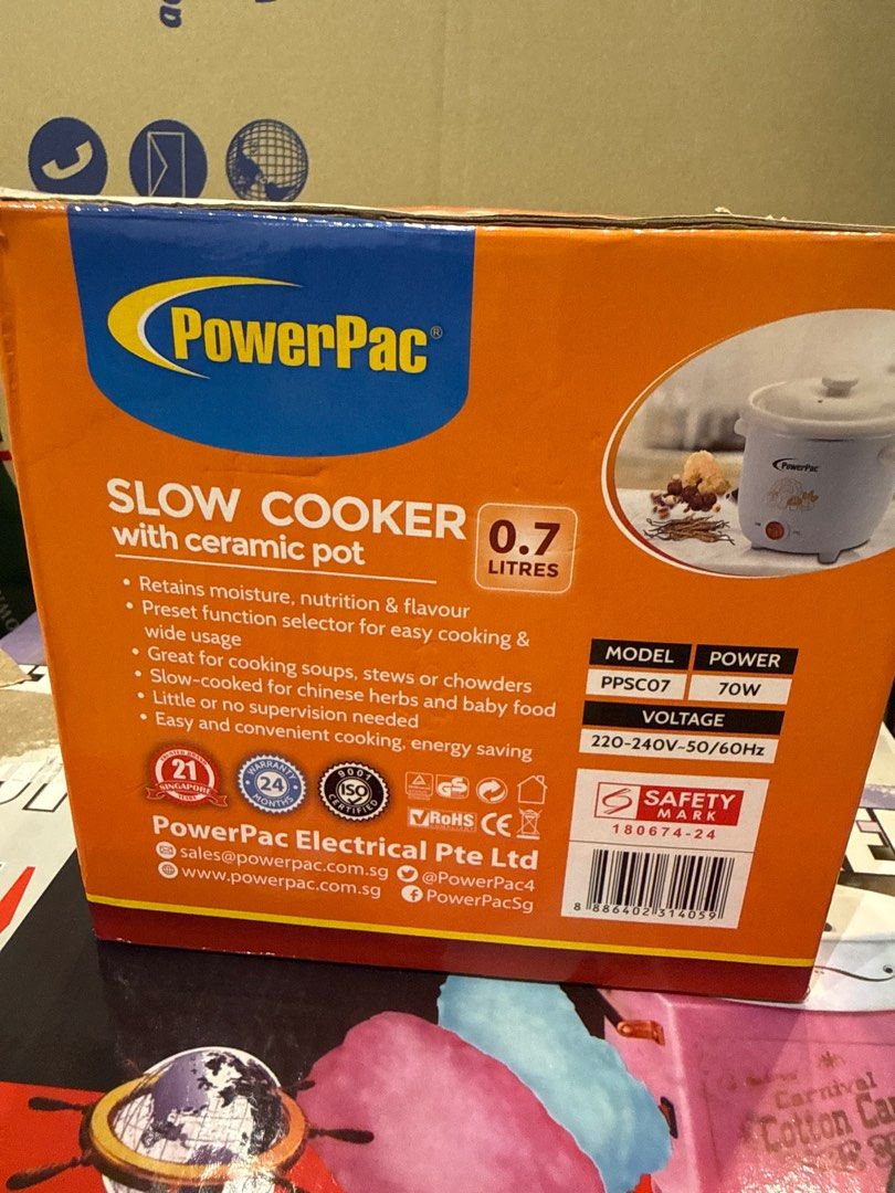 PowerPac Slow Cooker with Ceramic Pot - 0.7 Litres, TV & Home ...