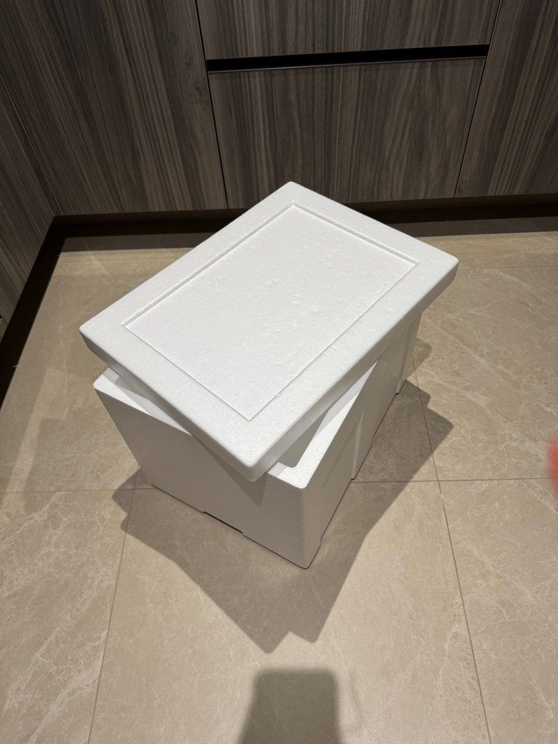 White Styrofoam Cooler Box with Lid, Furniture & Home Living ...