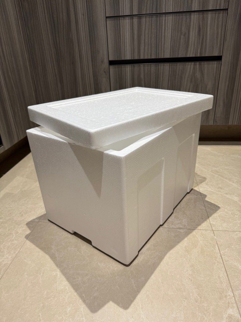 White Styrofoam Cooler Box with Lid, Furniture & Home Living ...