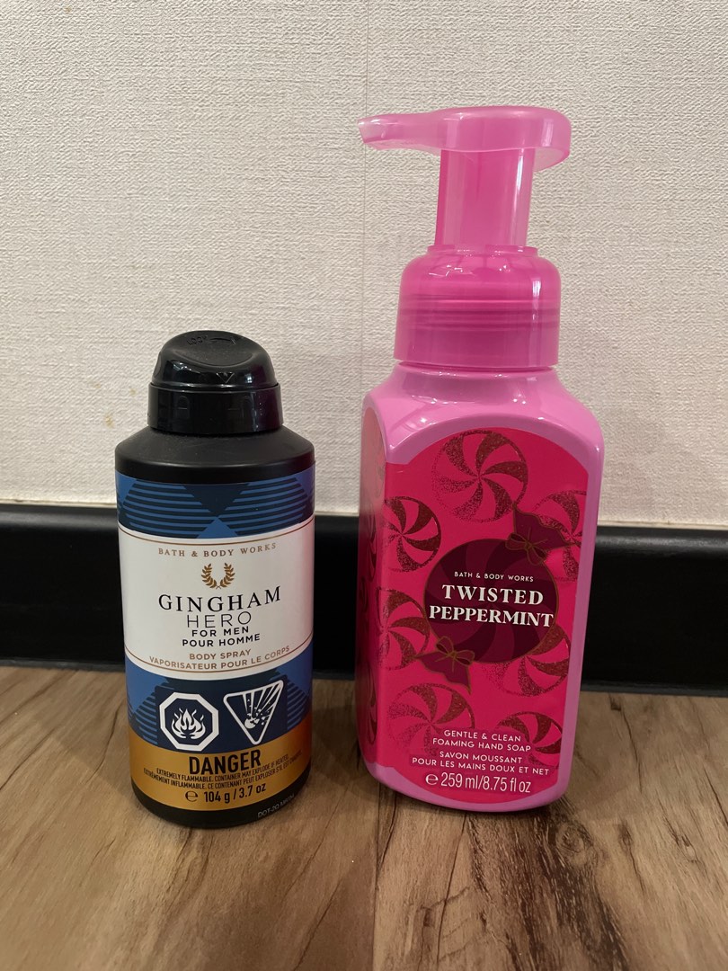 Bath & Body Works Gingham Hero Body Spray & Twisted Peppermint Soap ...