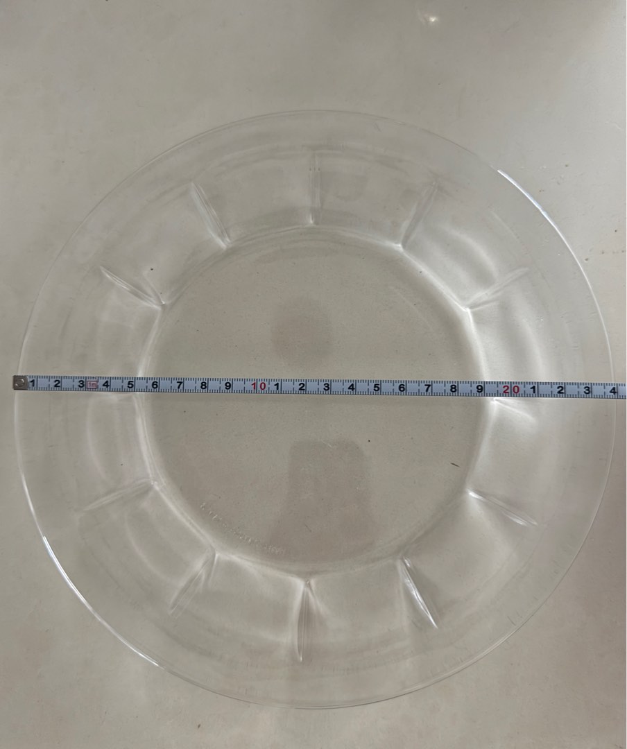 Clear Glass Serving Plate - 24cm Diameter, Furniture & Home Living ...