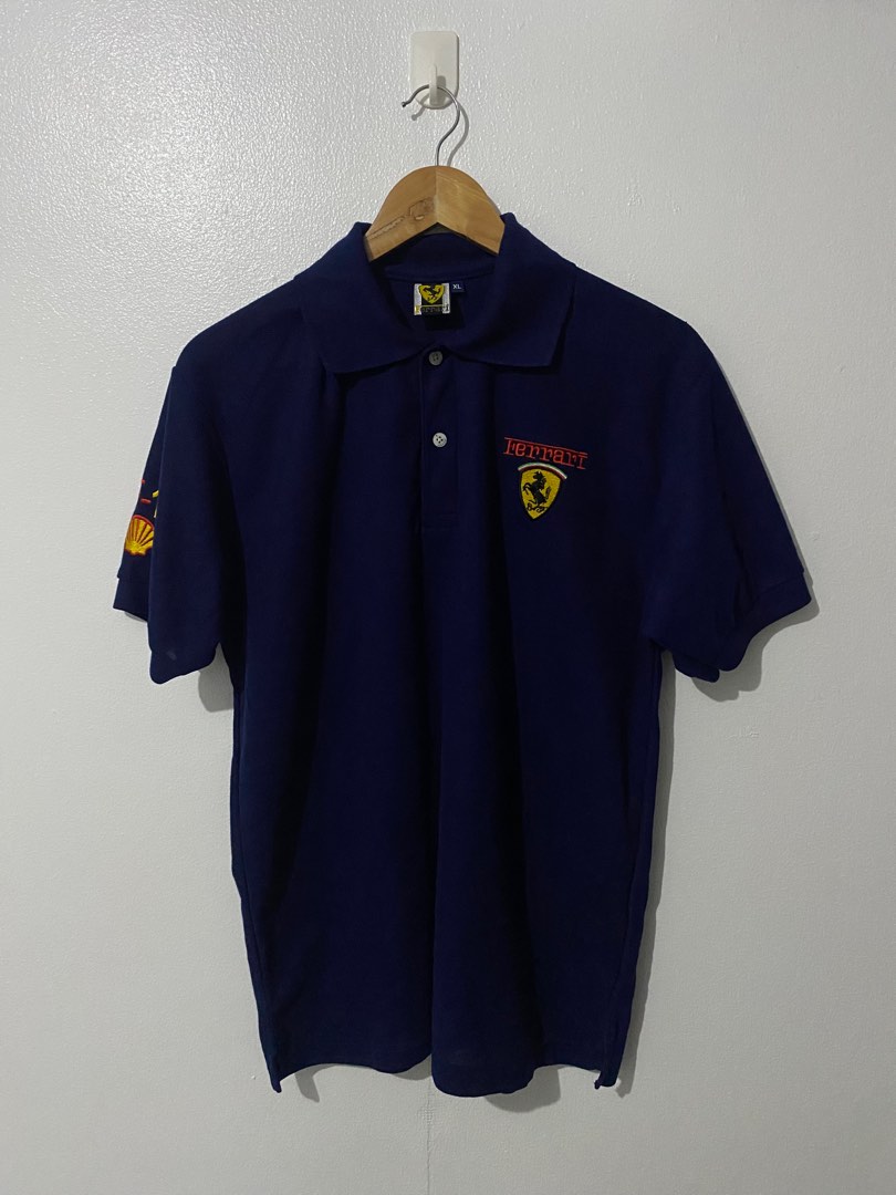 Ferrari F1 Shell - Navy Blue Polo Shirt, Men's Fashion, Tops & Sets ...