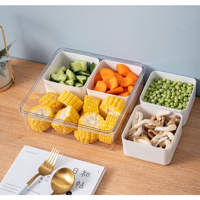 Food Container Fruits Side Dish Tupperware with Removable Divider ...