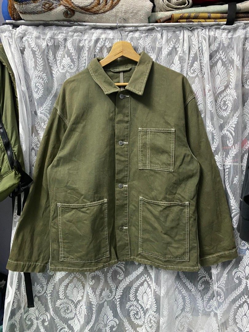 GU Denim Chore jacket Olive Green, Men's Fashion, Coats, Jackets and ...