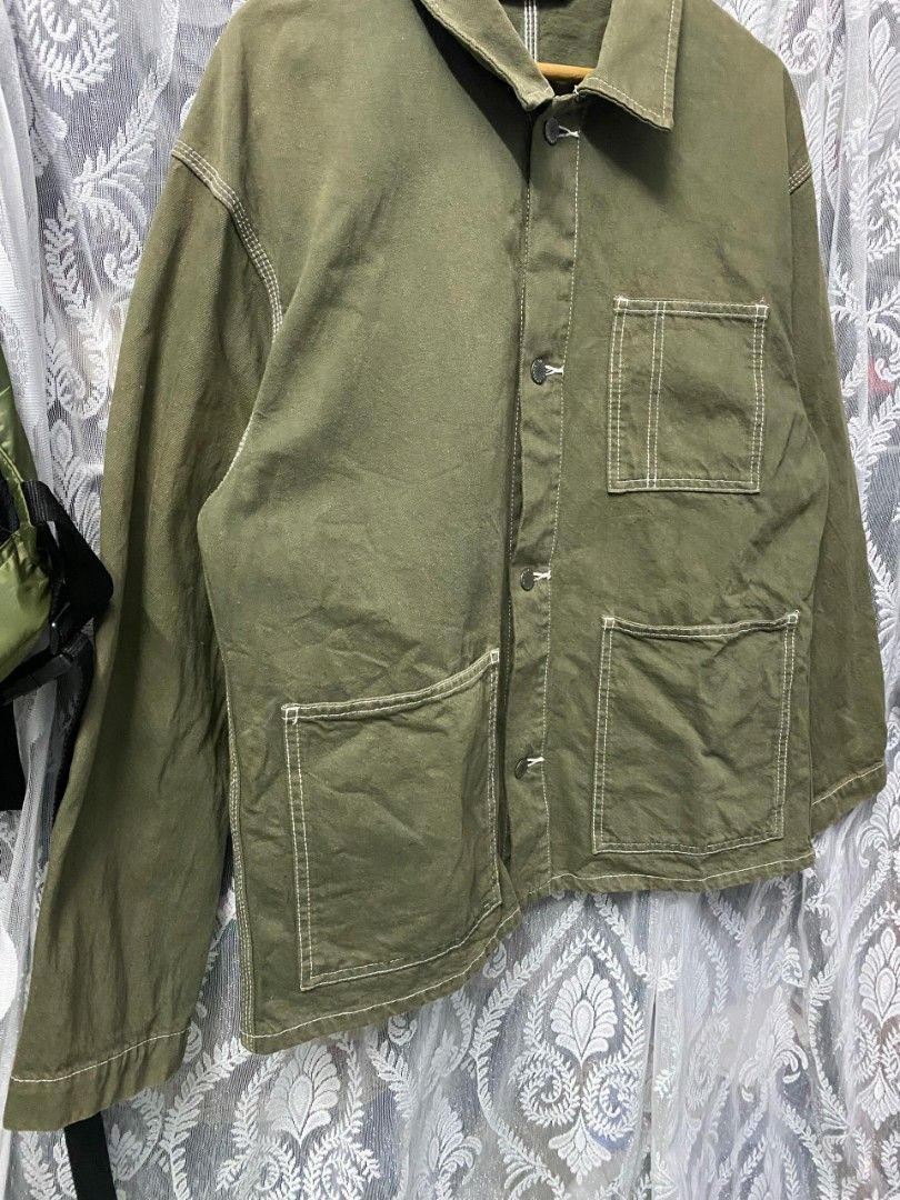 GU Denim Chore jacket Olive Green, Men's Fashion, Coats, Jackets and ...