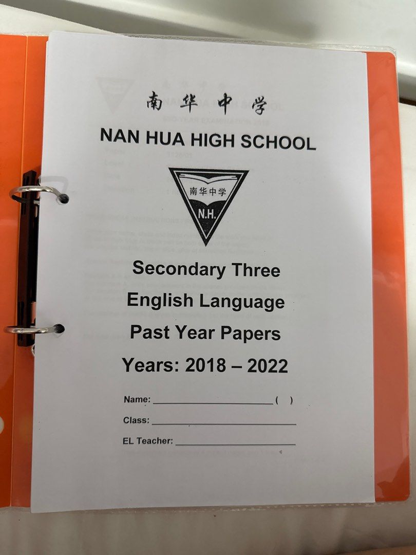 Nan Hua High School Sec 3 English Past Year Papers, Hobbies & Toys ...