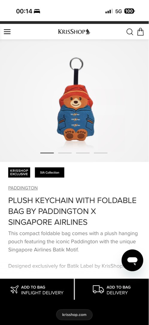 Paddington x SIA: Plush Keychain with Foldable Bag, Everything Else on ...