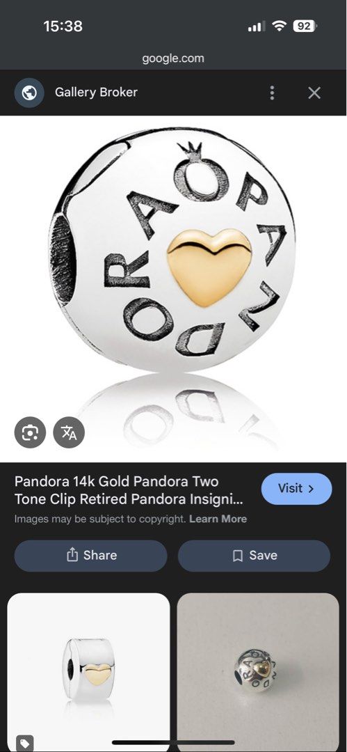 Pandora 14k Gold Two Tone Clip Charm, Women's Fashion, Jewelry ...