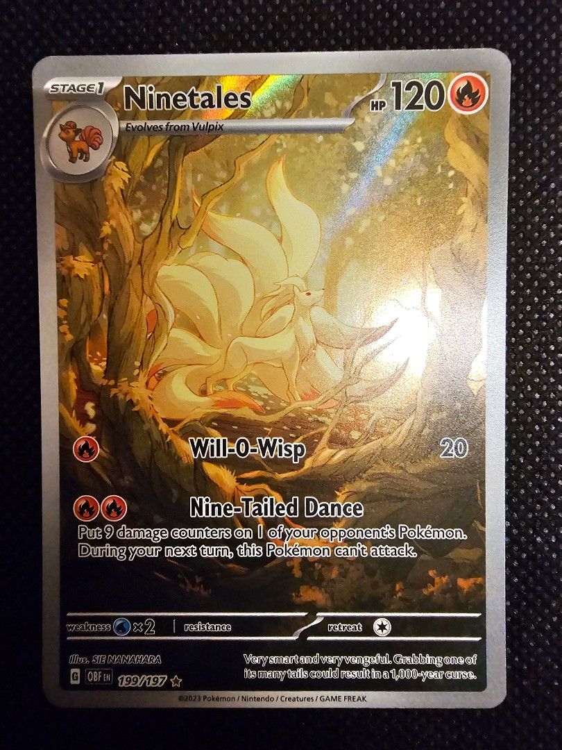 Pokémon TCG Illustration Rare Ninetales #199/197 Obsidian Flames, Hobbies & Toys, Toys & Games ...