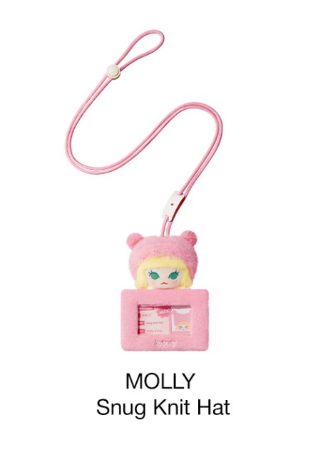 POPMART POP bean fluffy & cozy card holder molly snug knit hat, Hobbies ...