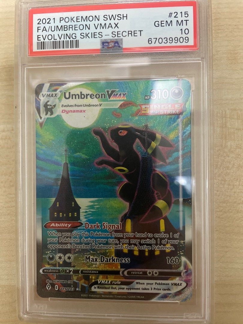 Pokemon PSA 10 Umbreon VMAX Secret Rare Evolving Skies 215, Hobbies ...
