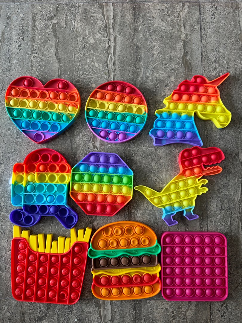 Rainbow Pop It Fidget Toys - Various Shapes, Hobbies & Toys, Toys ...