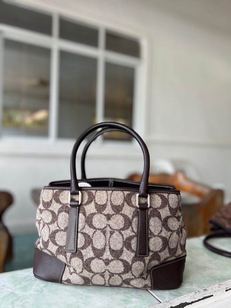 Vintage Coach Signature Wool Leather Handbag 7723 Brown, Women's ...