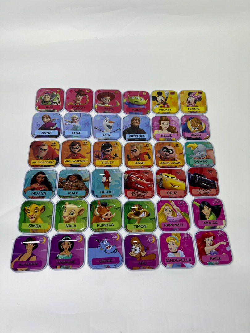 Woolworths Disney and Pixar Character Words Tiles Lot of 36 (Complete ...