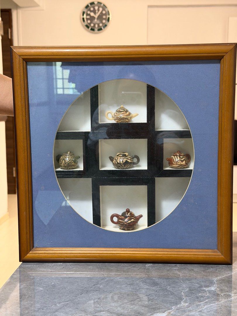 Antique Miniature Teapot Display in Wooden Frame, Hobbies & Toys ...