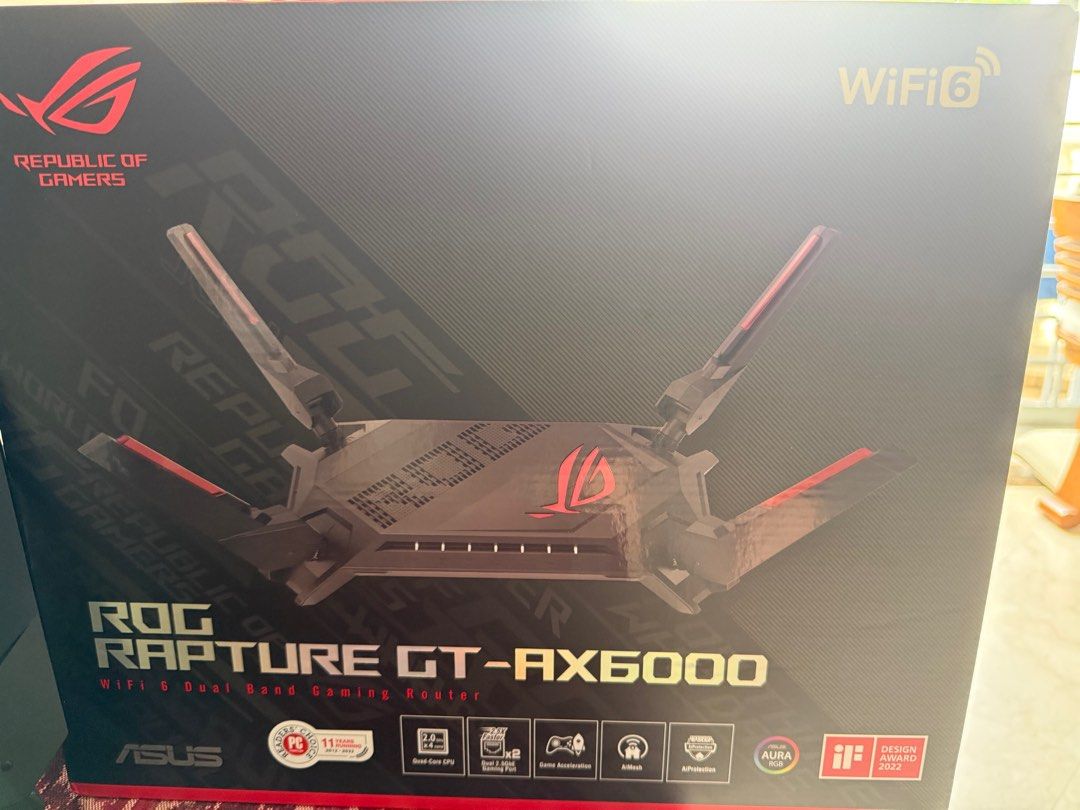 ASUS ROG Rapture GT-AX6000 WiFi 6 Gaming Router, Computers & Tech ...