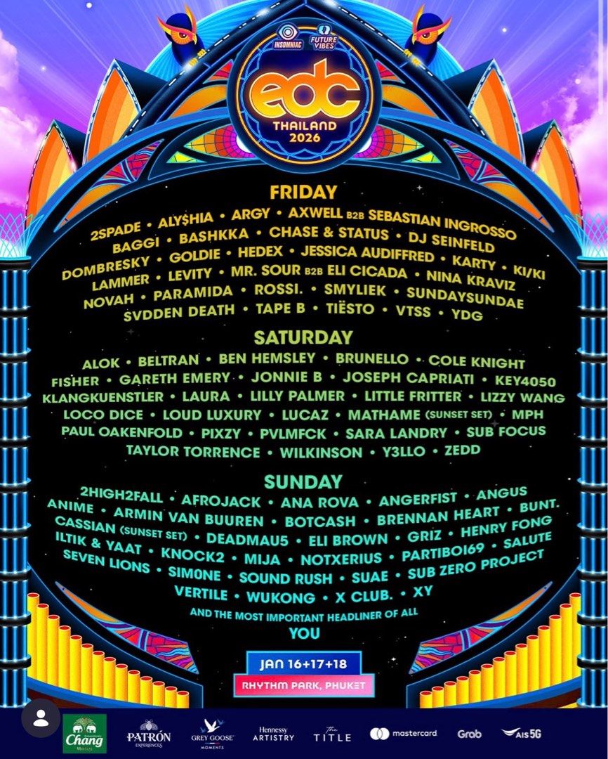 EDC THAILAND 2026 3-DAY GA TICKET, Tickets & Vouchers, Event Tickets on ...