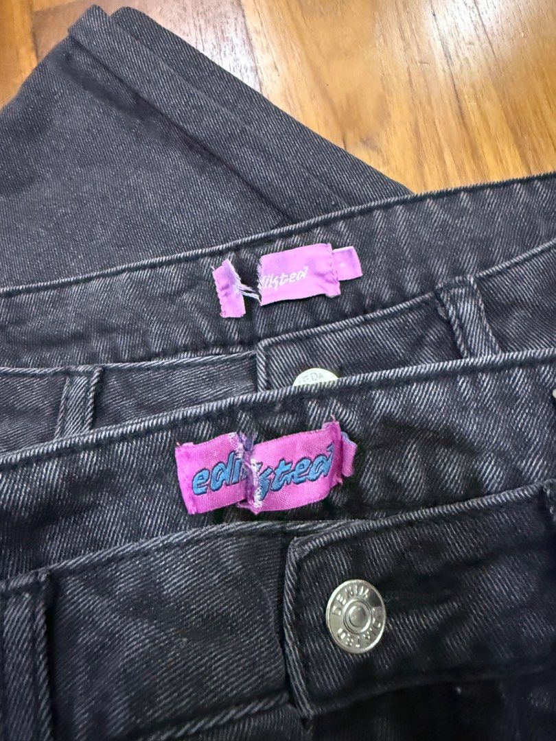 Edikted raelynn petite low rise jeans in black washed, Women's Fashion ...