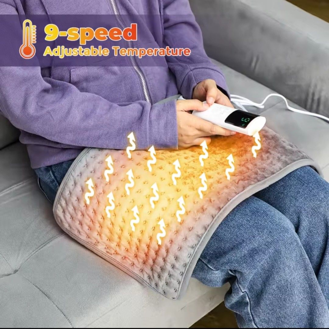 Electric Heating Pad with 9 Heat Settings, Health & Nutrition, Massage ...