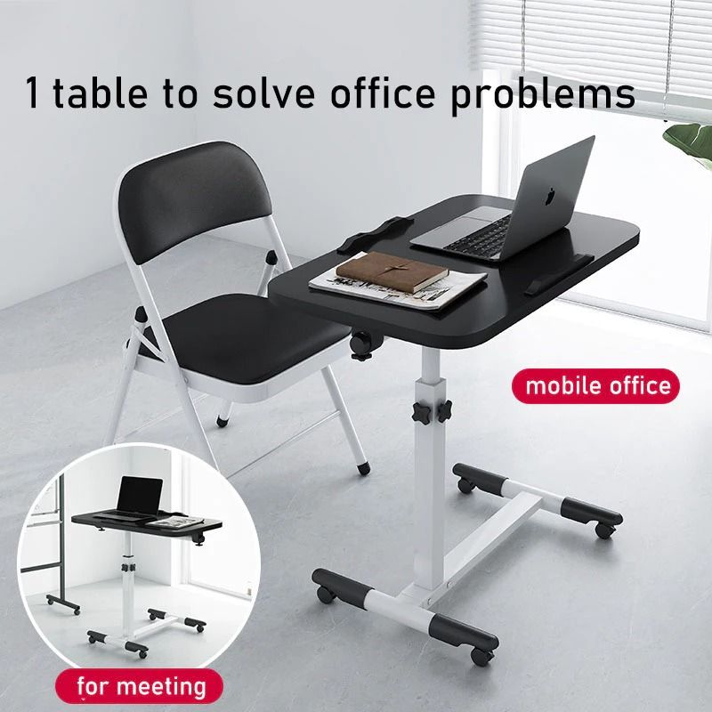Foldable laptop table | movable computer desk with wheels ...