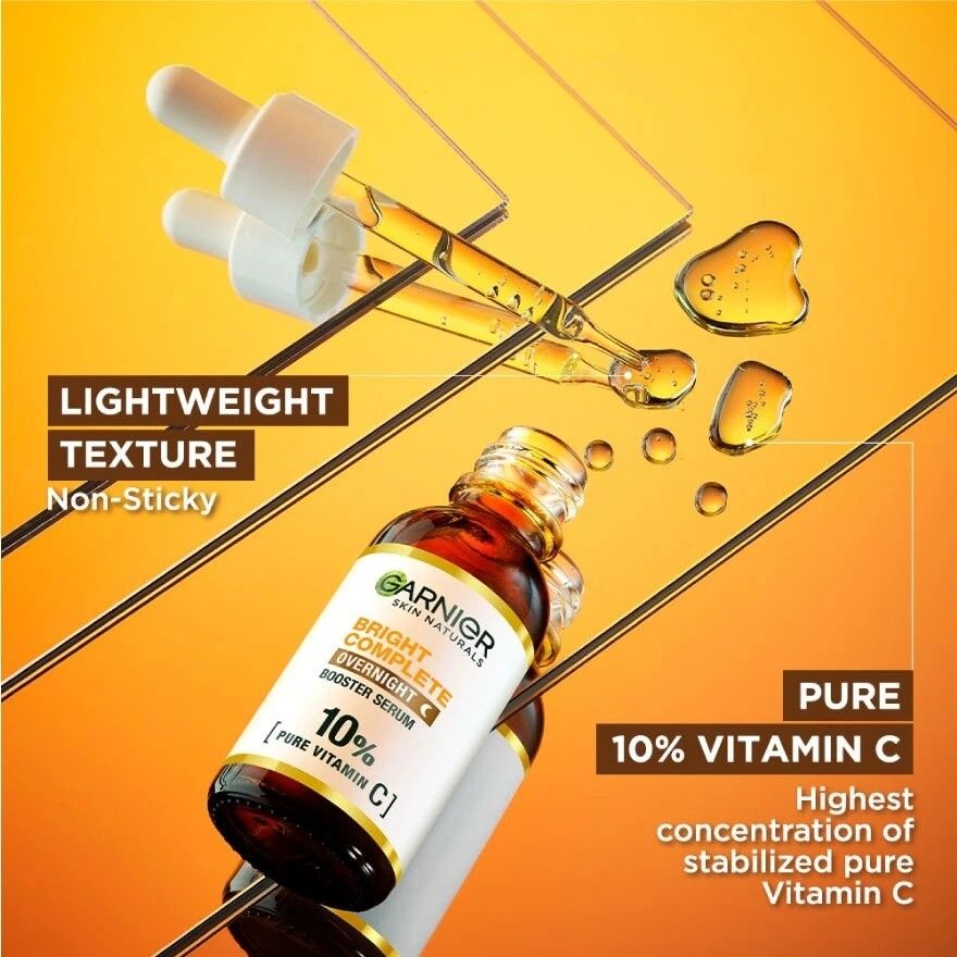 Garnier Bright Complete Overnight Serum (10% Pure Vitamin C Reduce Skin ...