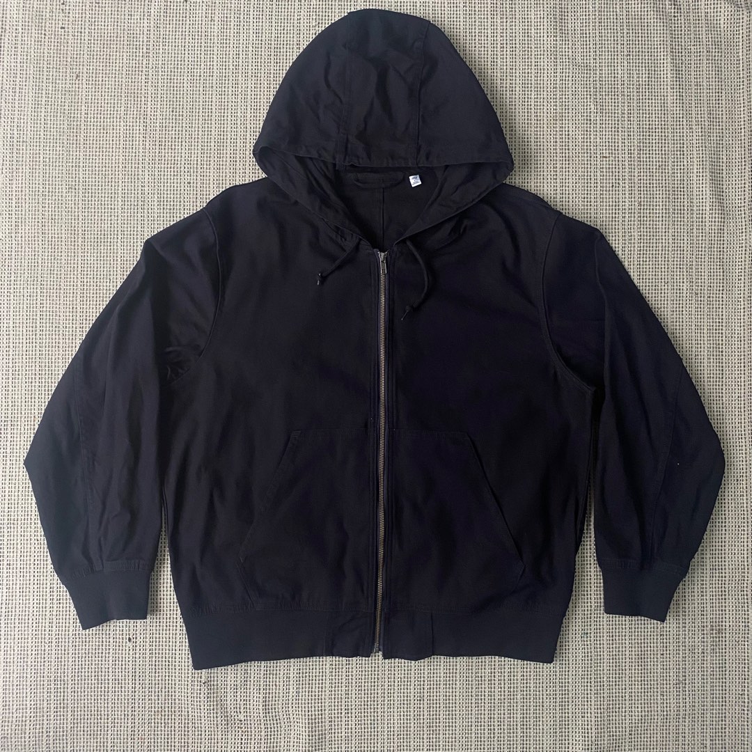 GU Black Zip-Up Canvas Work Jacket Parka, Men's Fashion, Tops & Sets ...