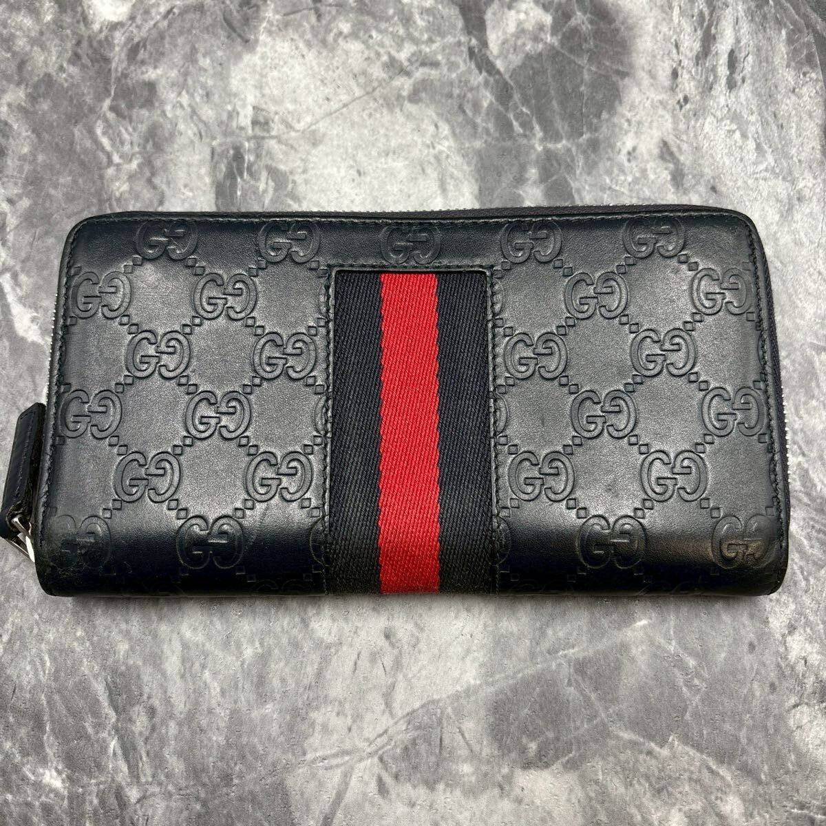 GUCCI Long Wallet with Round Zipper, Sherry Line, Shimmer Leather ...