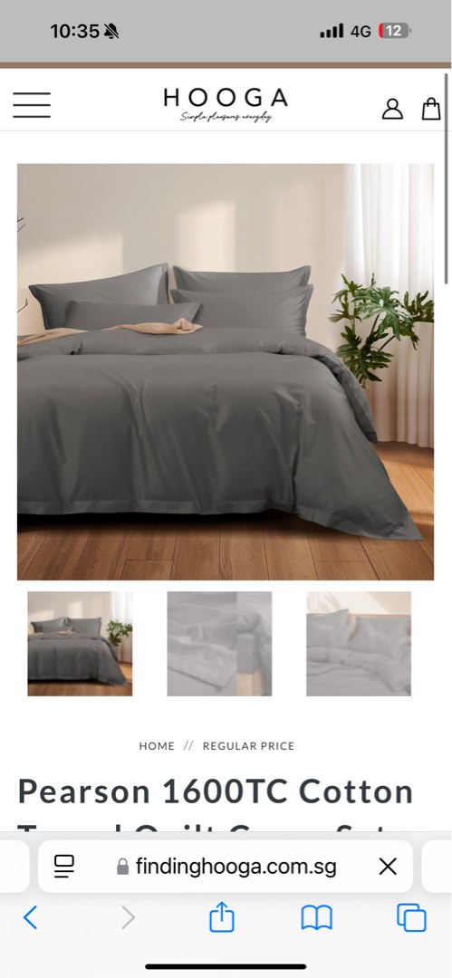 HOOGA Pearson 1600TC Cotton Tencel Quilt Cover Set, Furniture & Home ...