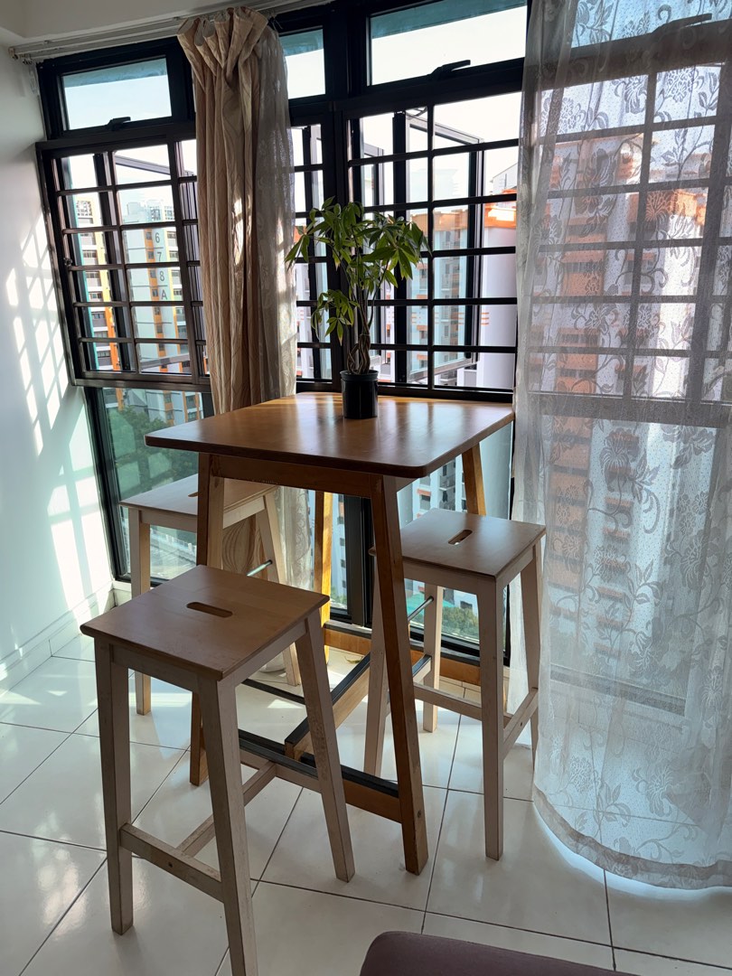 Ikea NORRAKER Bar Table with 3 Chairs, Furniture & Home Living ...