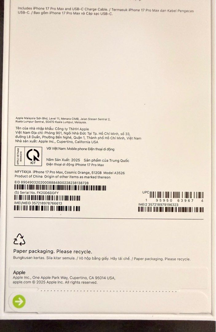 iPhone 17 Pro Max 512 Factory Unlocked Orange, Mobile Phones & Gadgets ...