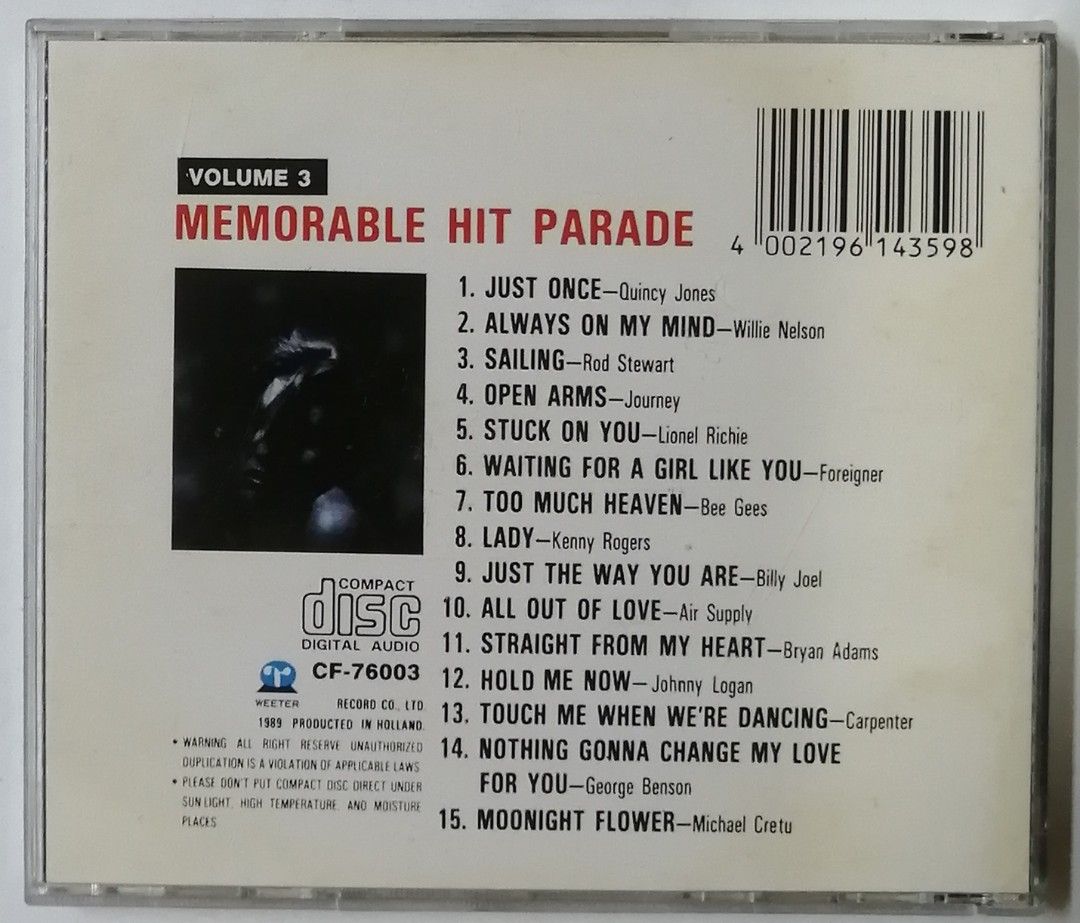 Memorable Hit Parade Volume 3 CD (720) Rod Stewart Journey Bryan Adams ...