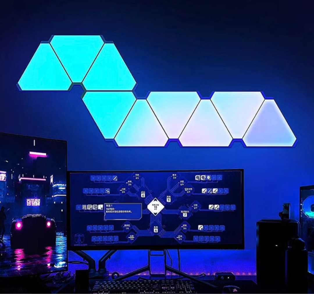 Multi-Colour RGB Wall Deco | Triangle RGB Light Panels | Smart RGB Wall ...