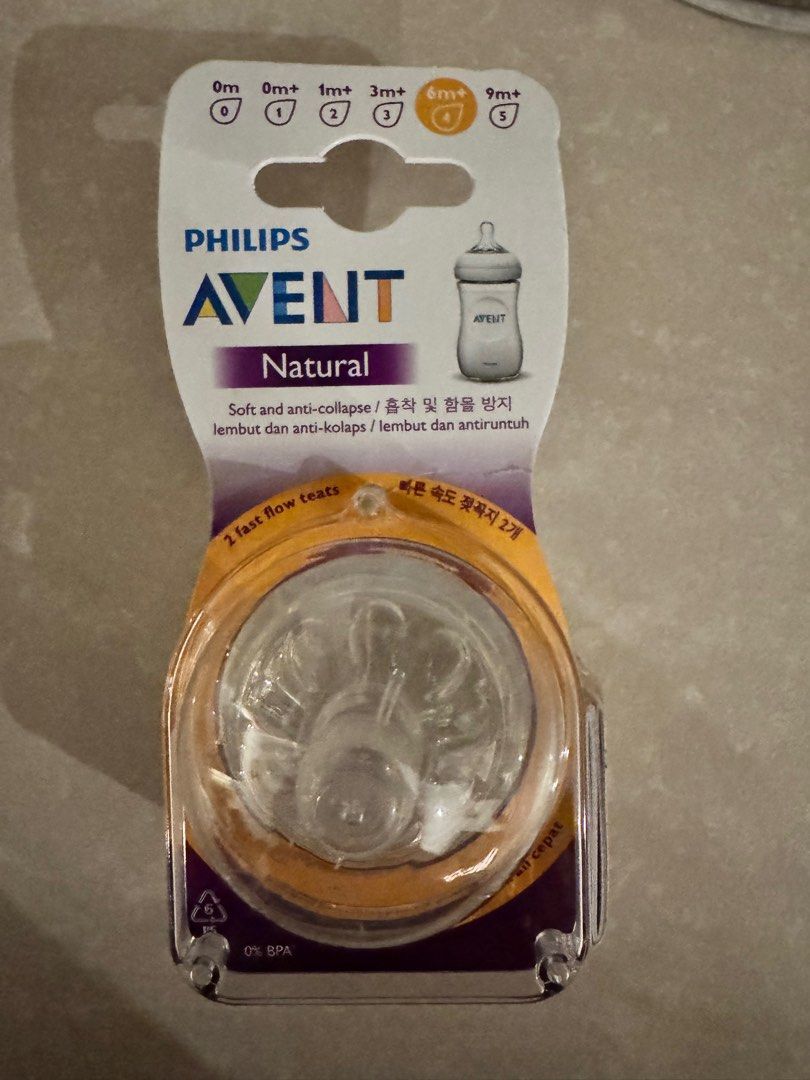 Philips Avent Natural 2 Fast Flow Teats (6m+), Babies & Kids, Nursing ...
