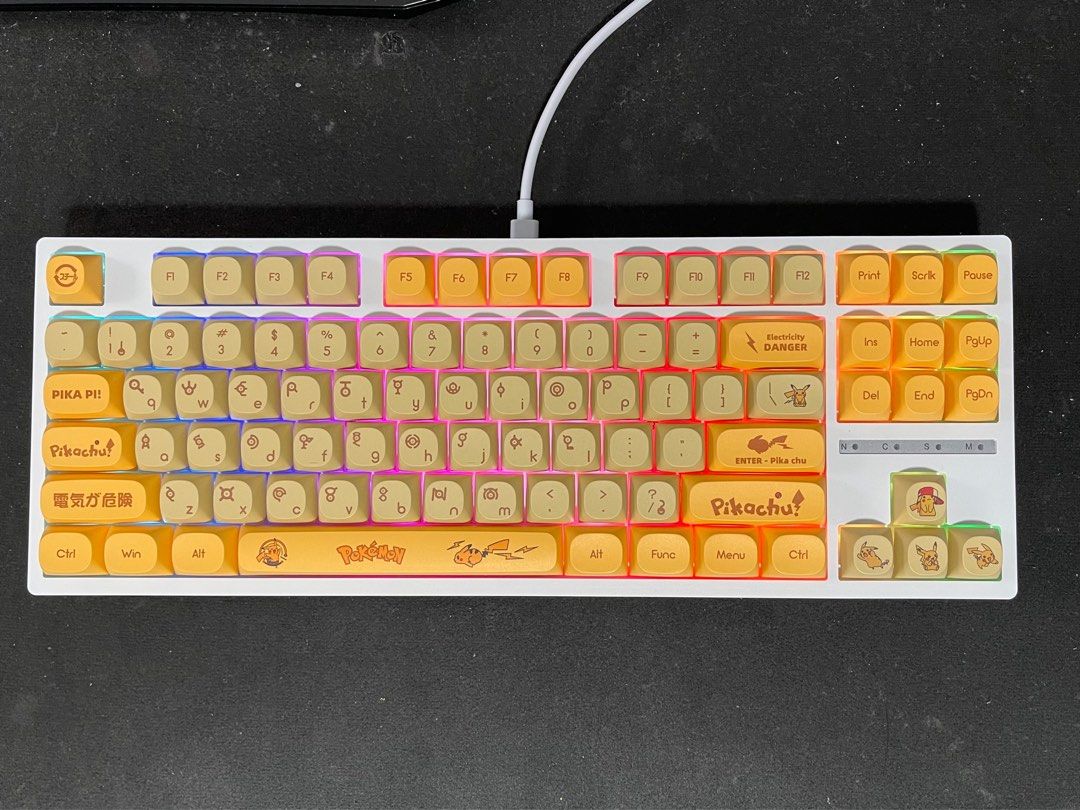 Pikachu RGB Custom Gaming Mechanical Keyboard | 80% Layout | TKL | Red ...
