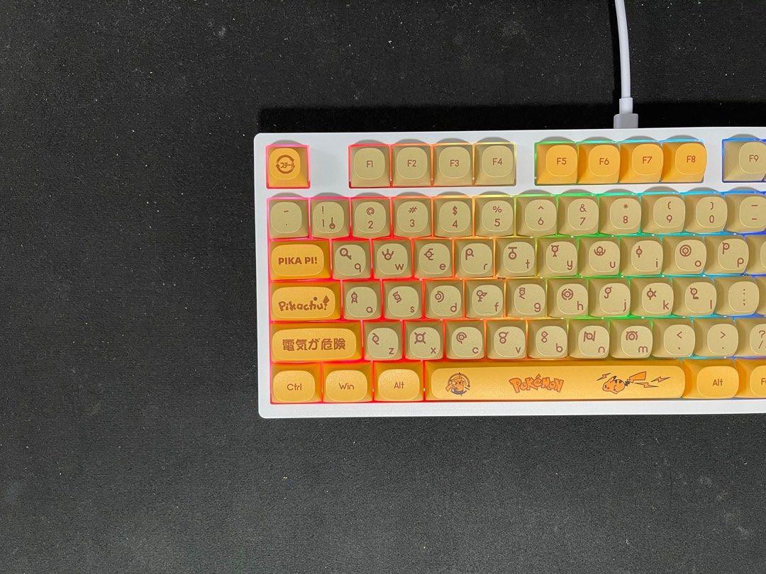 Pikachu RGB Custom Gaming Mechanical Keyboard | 80% Layout | TKL | Red ...