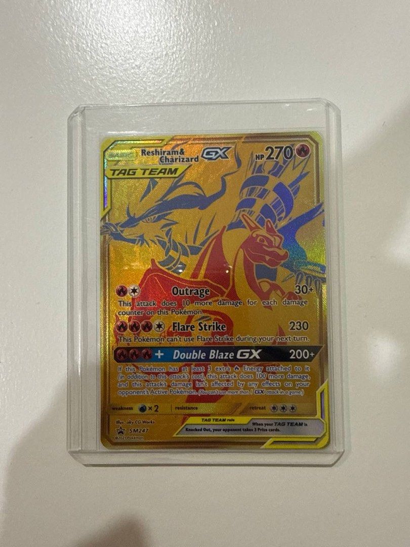 Reshiram & Charizard GX Tag Team Gold Card, Hobbies & Toys, Toys ...