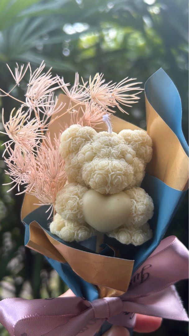 Single Teddy Bear Candle Bouquet - small bouquet. Baby shower gifts ...