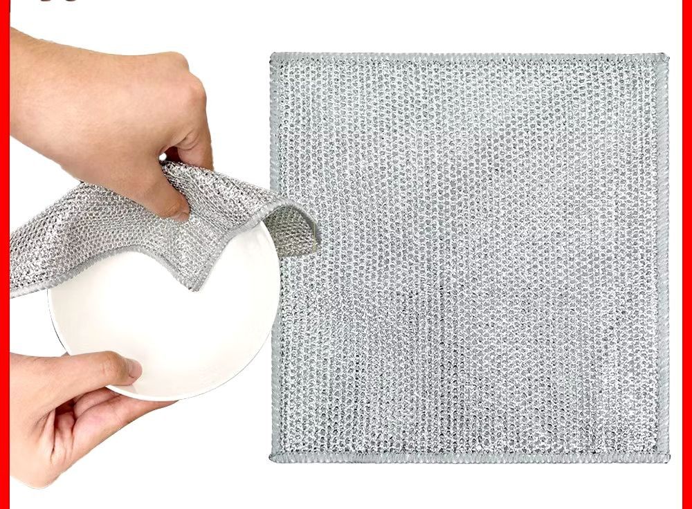 Steel Wire Cleaning Cloth Mesh Rag Non-Stick Pots and Bowls Dishcloth ...