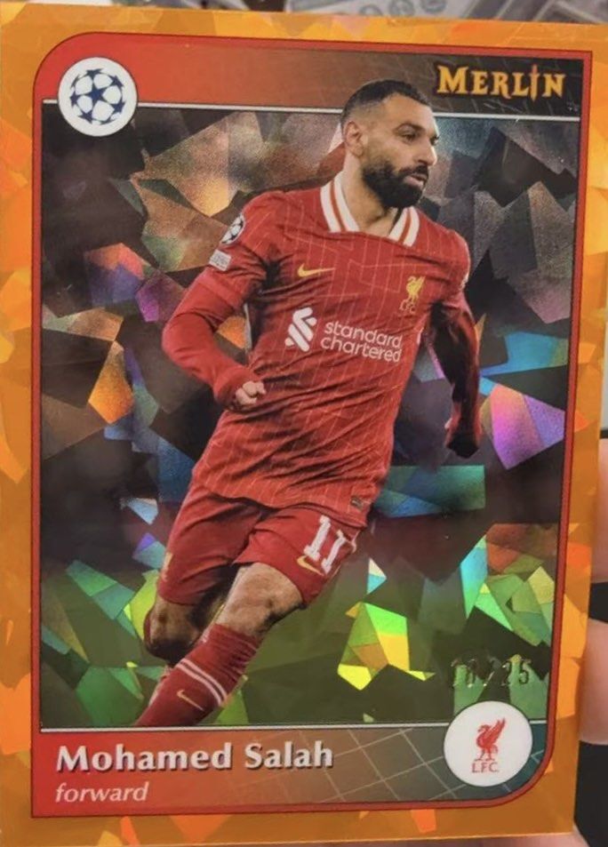 Topps Merlin 2024/25 Liverpool Mohamed Salah orange ice sparkle /25 ...