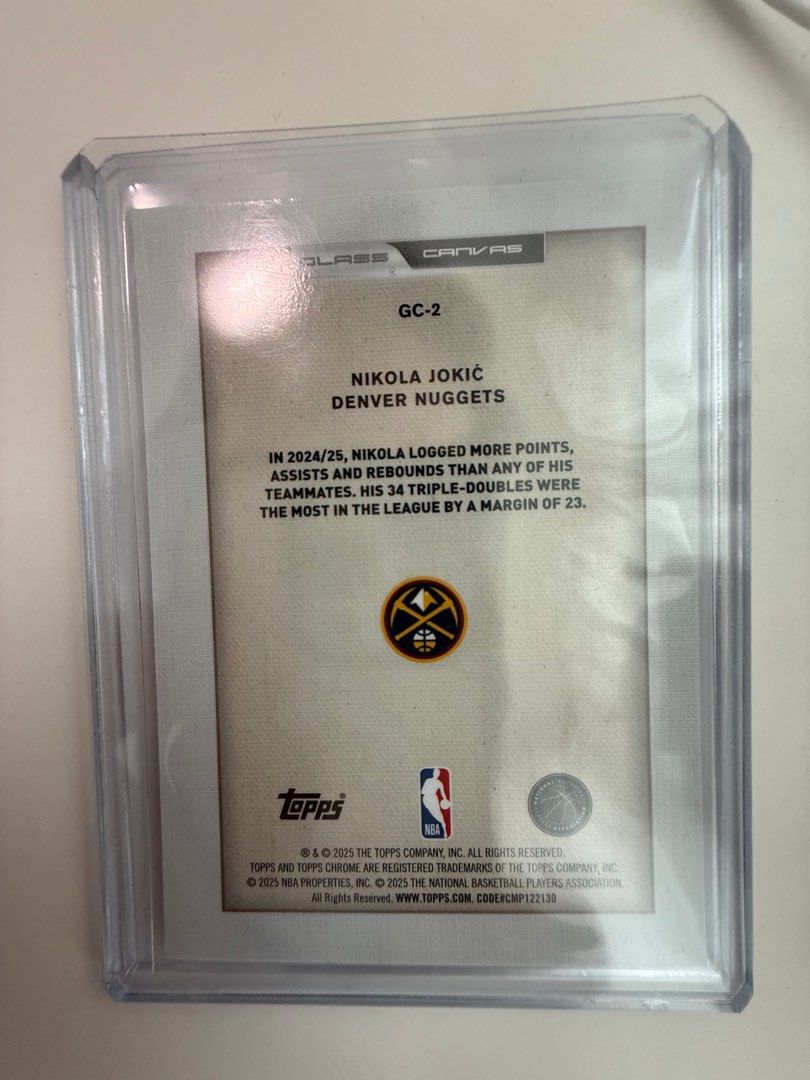 🔥2025/26 Topps Chrome Basketball Nikola Jokic Glass Canvas GC-2 ...