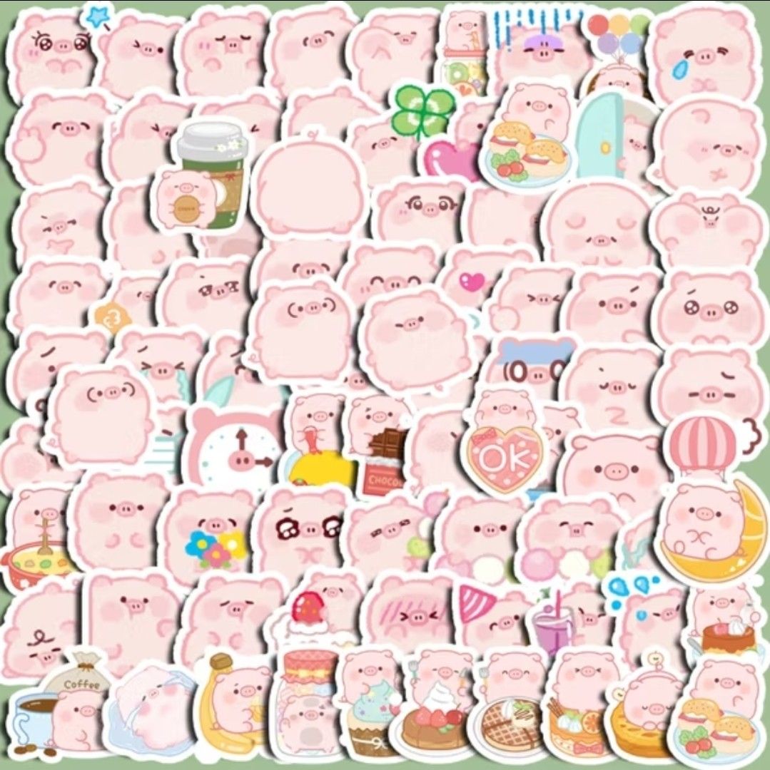 ($3 FOR MIX) 100 cute fat pig stickers, Hobbies & Toys, Stationery ...