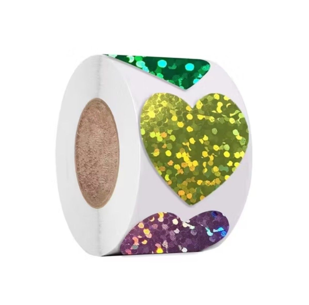 ($3 FOR MIX) 500 heart laser sticker roll, Hobbies & Toys, Stationery ...
