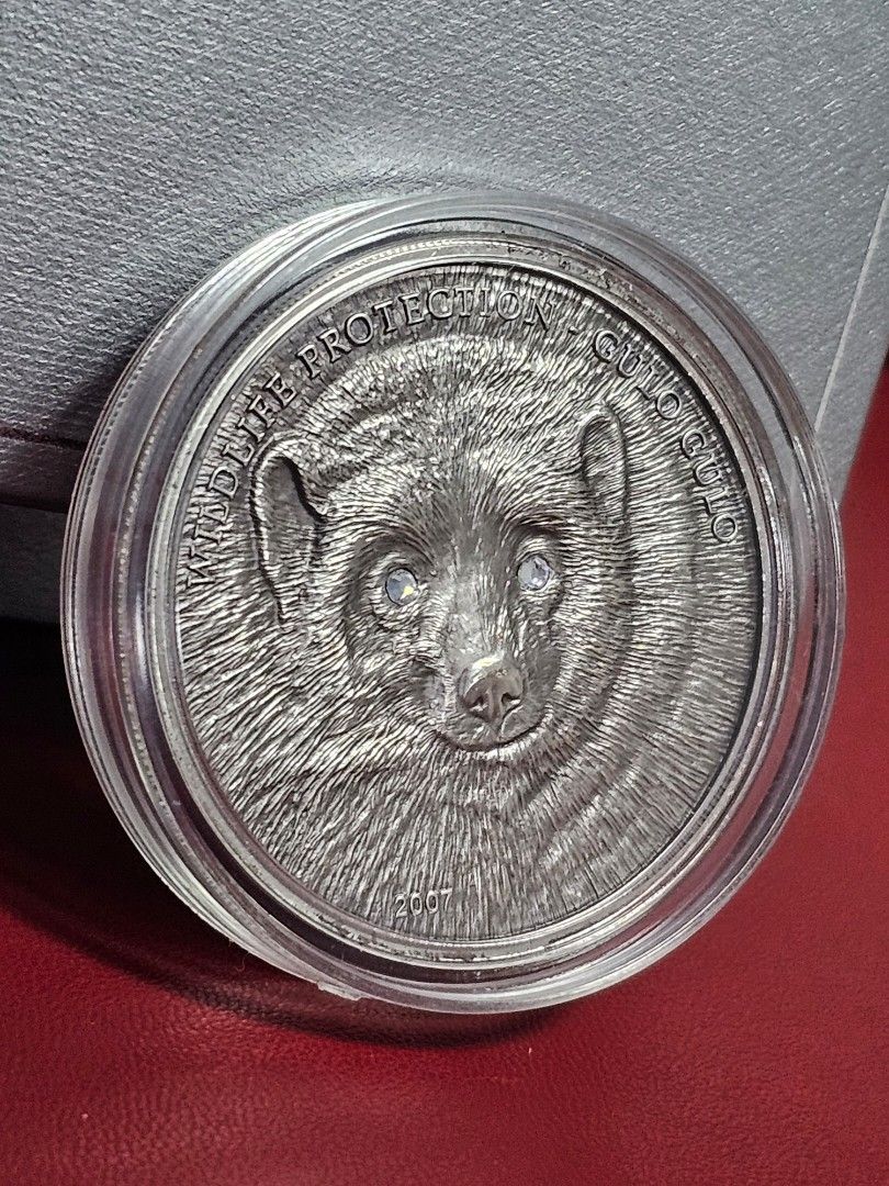 🏆 2007 Mongolia Gulo Gulo (Wolverine) 1oz Silver – World Coin of the ...