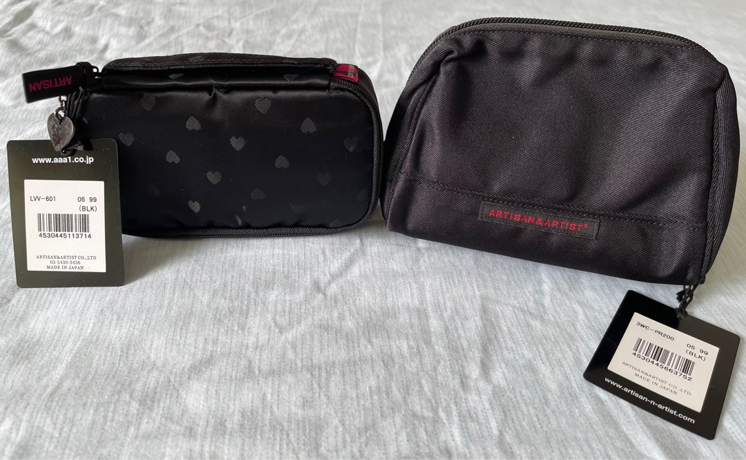 Artisan & Artist Cosmetic Pouch Set (Black), Women's Fashion, Bags ...