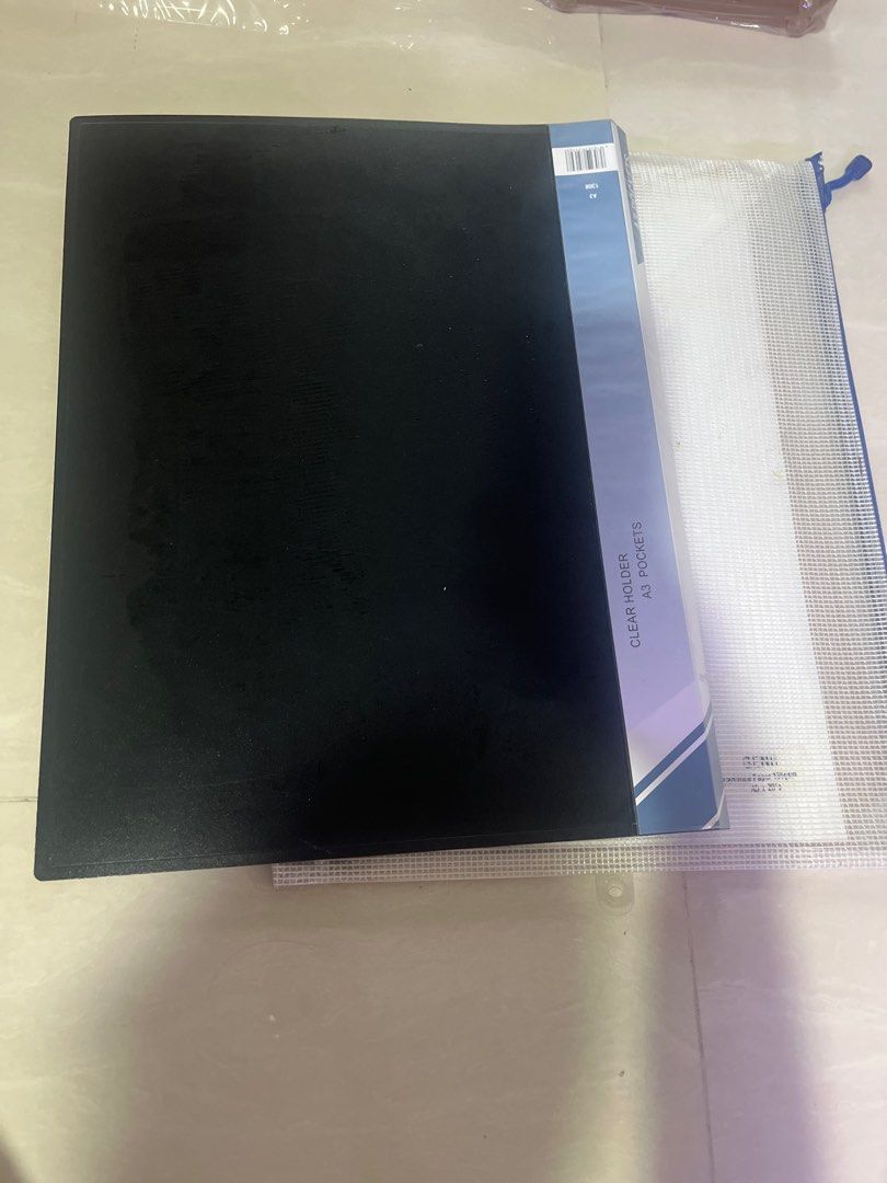 Black File Folder with Clear Pockets, Hobbies & Toys, Stationery ...