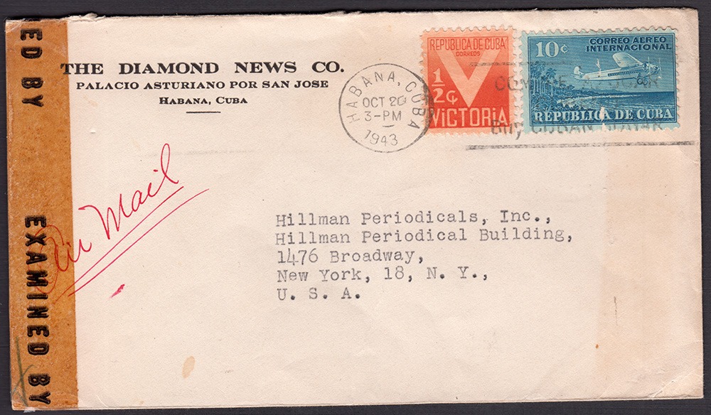 Cuba 1945 Airmail Censored Cover with Censor tape to USA, Hobbies ...