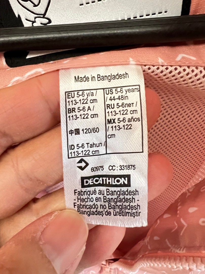 Decathlon Kids' Pink Rain Jacket (5-6 Years), Babies & Kids, Babies ...