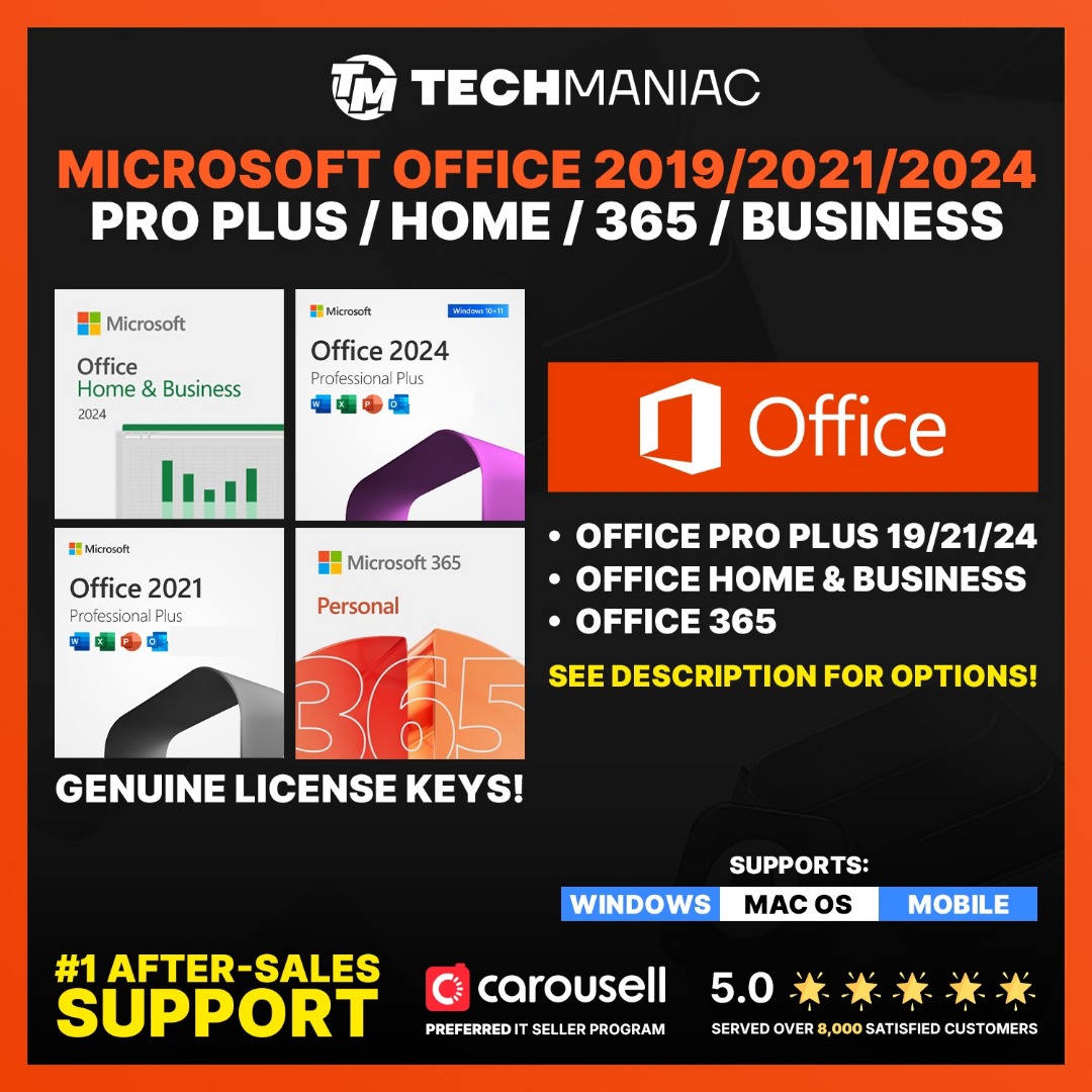 ⭐Lifetime🔥 365 / 2024 Microsoft Office - Home & Business / Professional ...