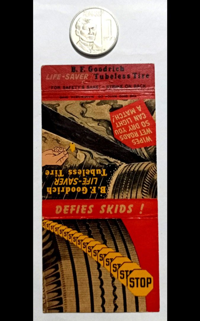 Old US Match Box "BF Goodrich Life-saver Tubeless Tire" 1960s, Hobbies ...